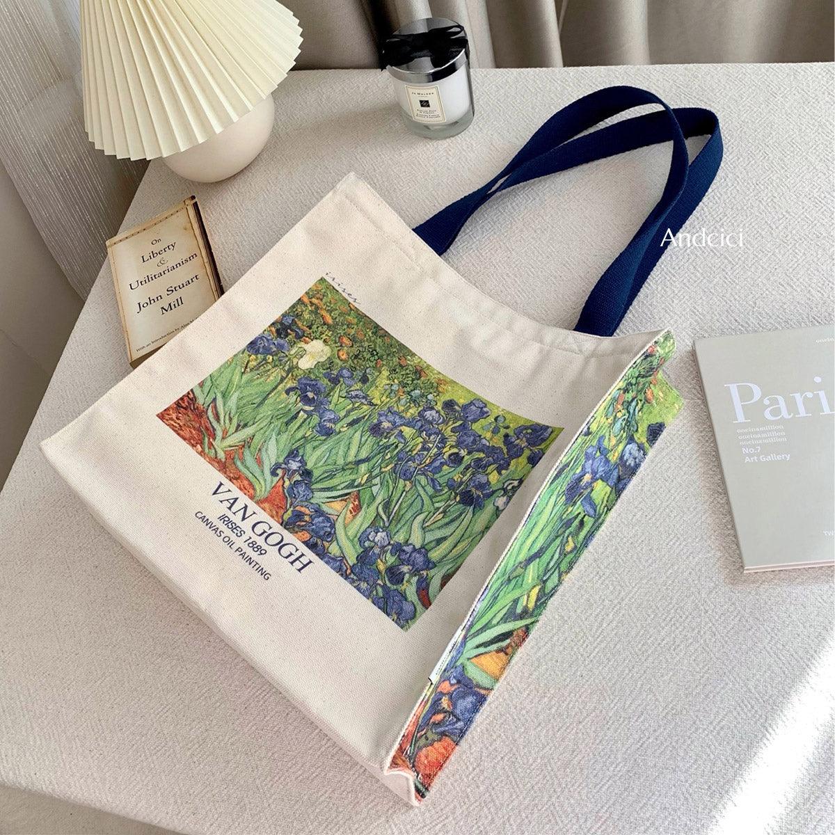 Vincent Van Gogh Irises, 1889 Canvas Tote Bag with Zip – Andcici