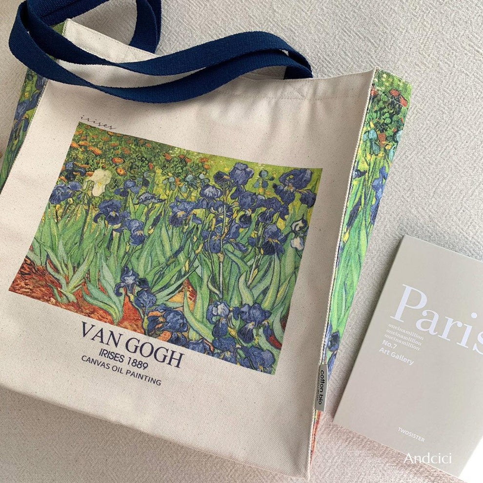 Vincent Van Gogh Irises, 1889 Canvas Tote Bag with Zip – Andcici