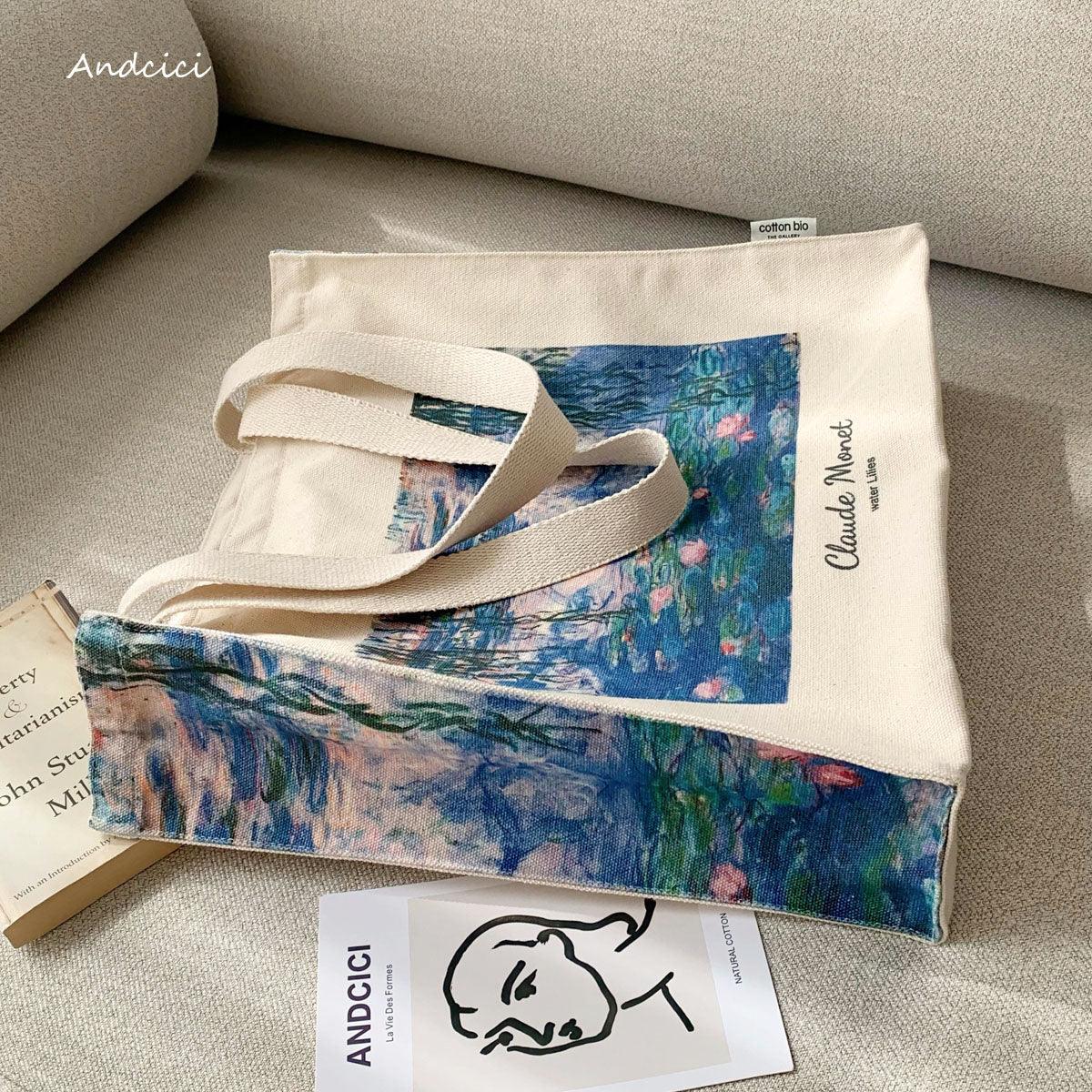 Claude Monet Water Lilies 1840-1926 Canvas Tote Bag with Zip – Andcici