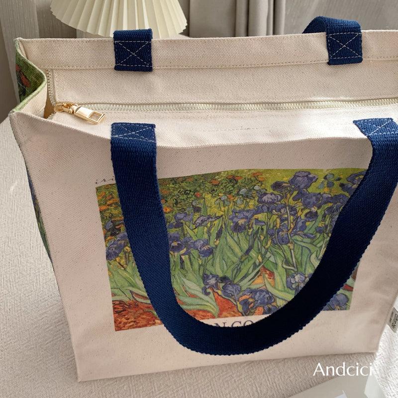 Vincent Van Gogh Irises, 1889 Canvas Tote Bag with Zip – Andcici