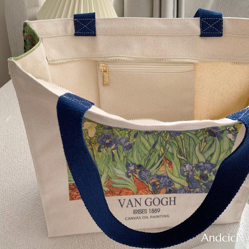 Vincent Van Gogh Irises, 1889 Canvas Tote Bag with Zip – Andcici