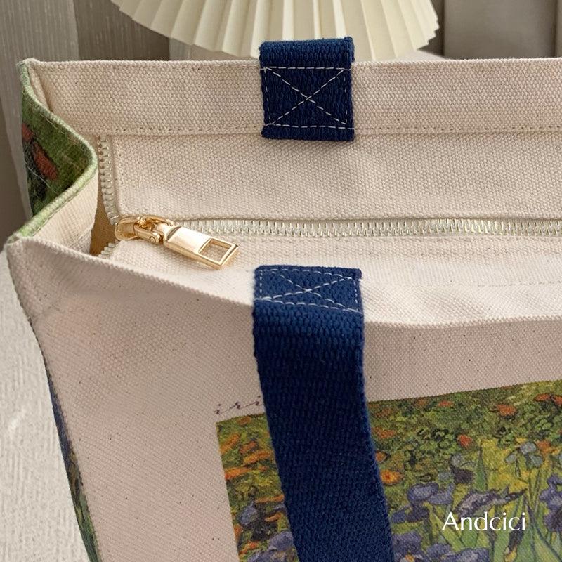 Vincent Van Gogh Irises, 1889 Canvas Tote Bag with Zip – Andcici