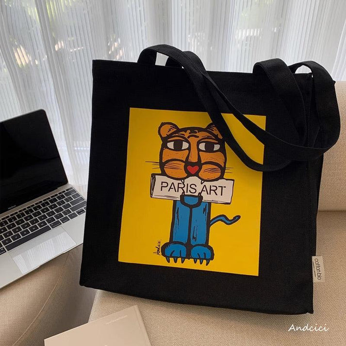 Paris Art Tiger Abstract Art Canvas Tote Bag with Zip – Andcici